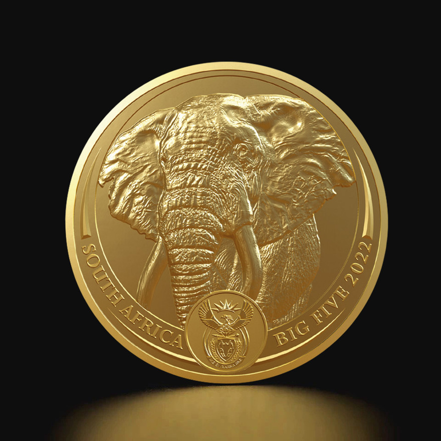 1 oz South African Elephant Big 5 Series Gold Coin | Tavid - Kuld & Hõbe