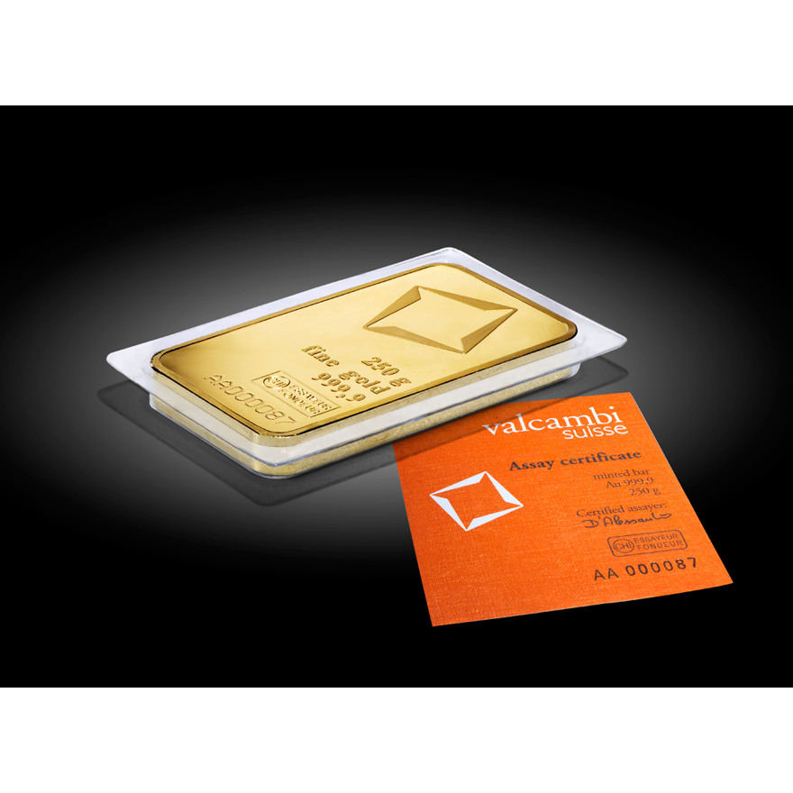 250 g Valcambi Suisse kuldplaat | Tavid - Kuld & Hõbe